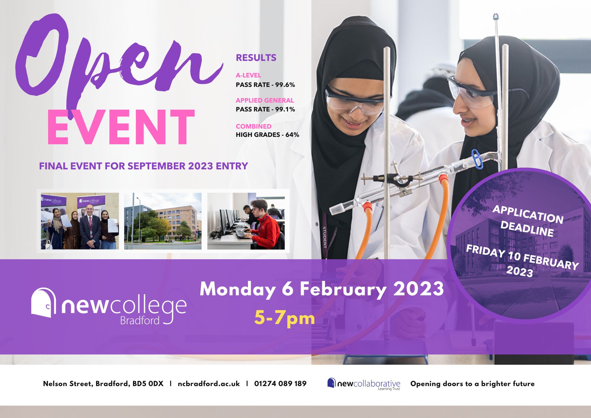 Final Open Event for September 2023 Entry : New College Bradford